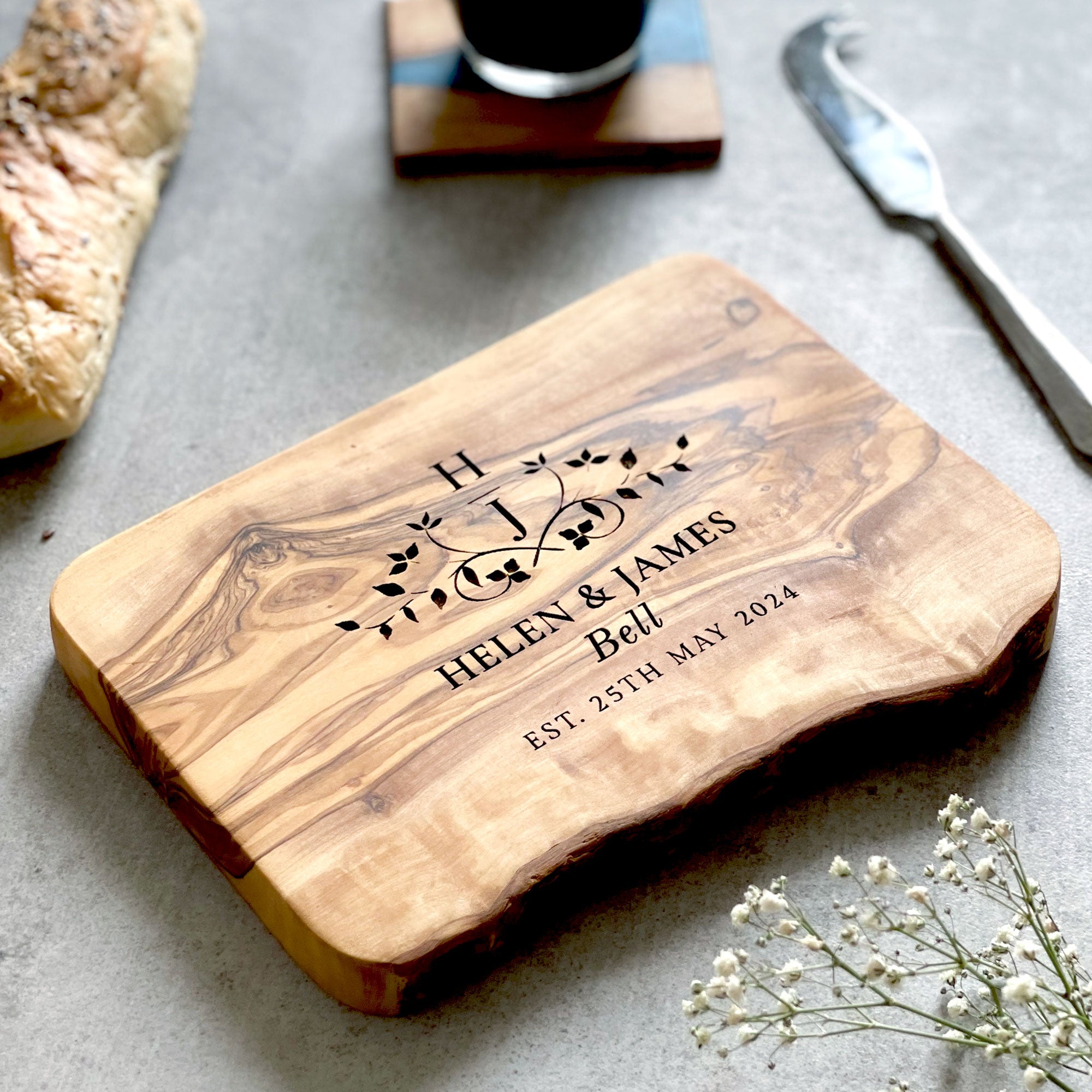 Personalized Olive Wood Cheese Board - Engraved with Your Words ...