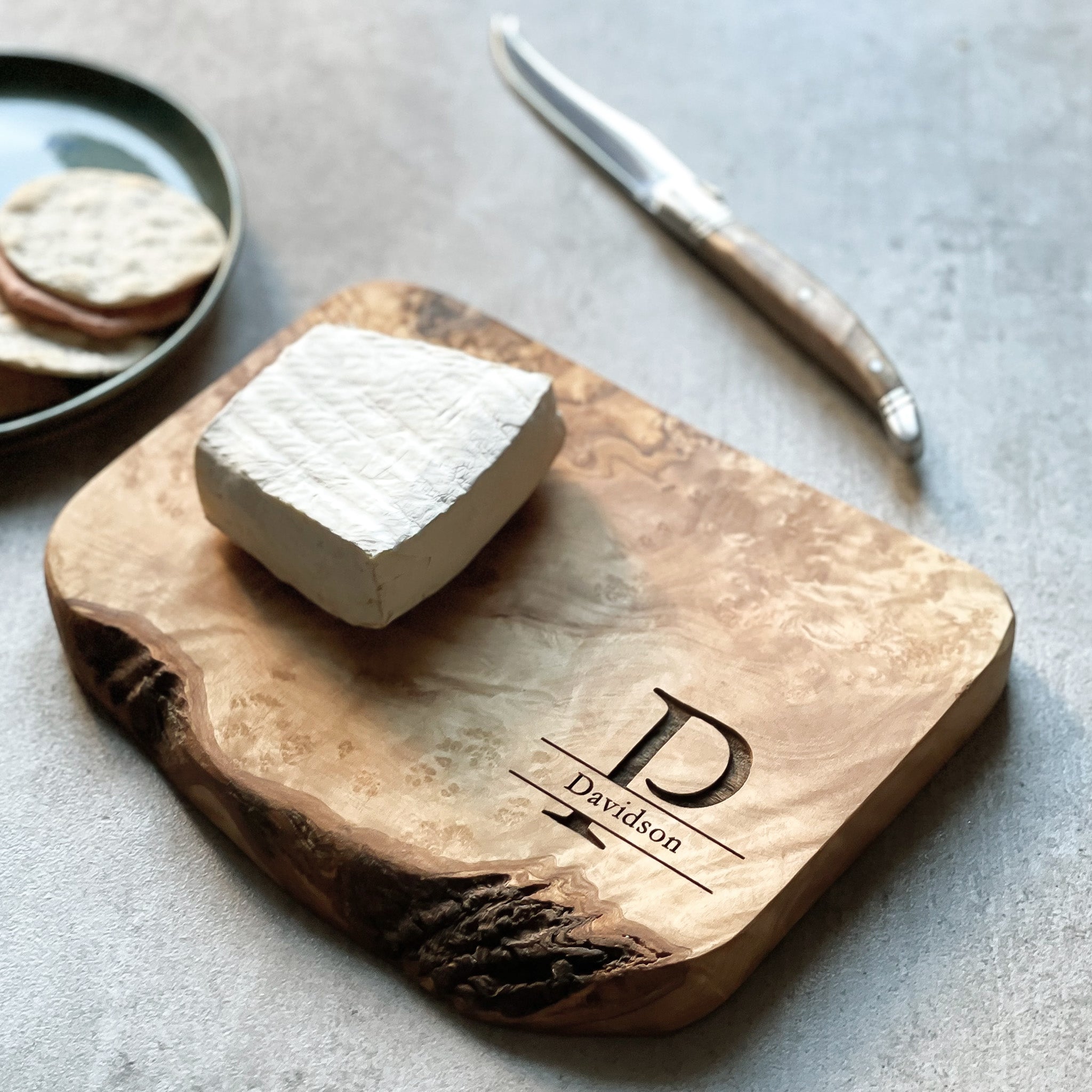 Personalized Monogram Chopping Board - Engraved Olive Wood Board ...