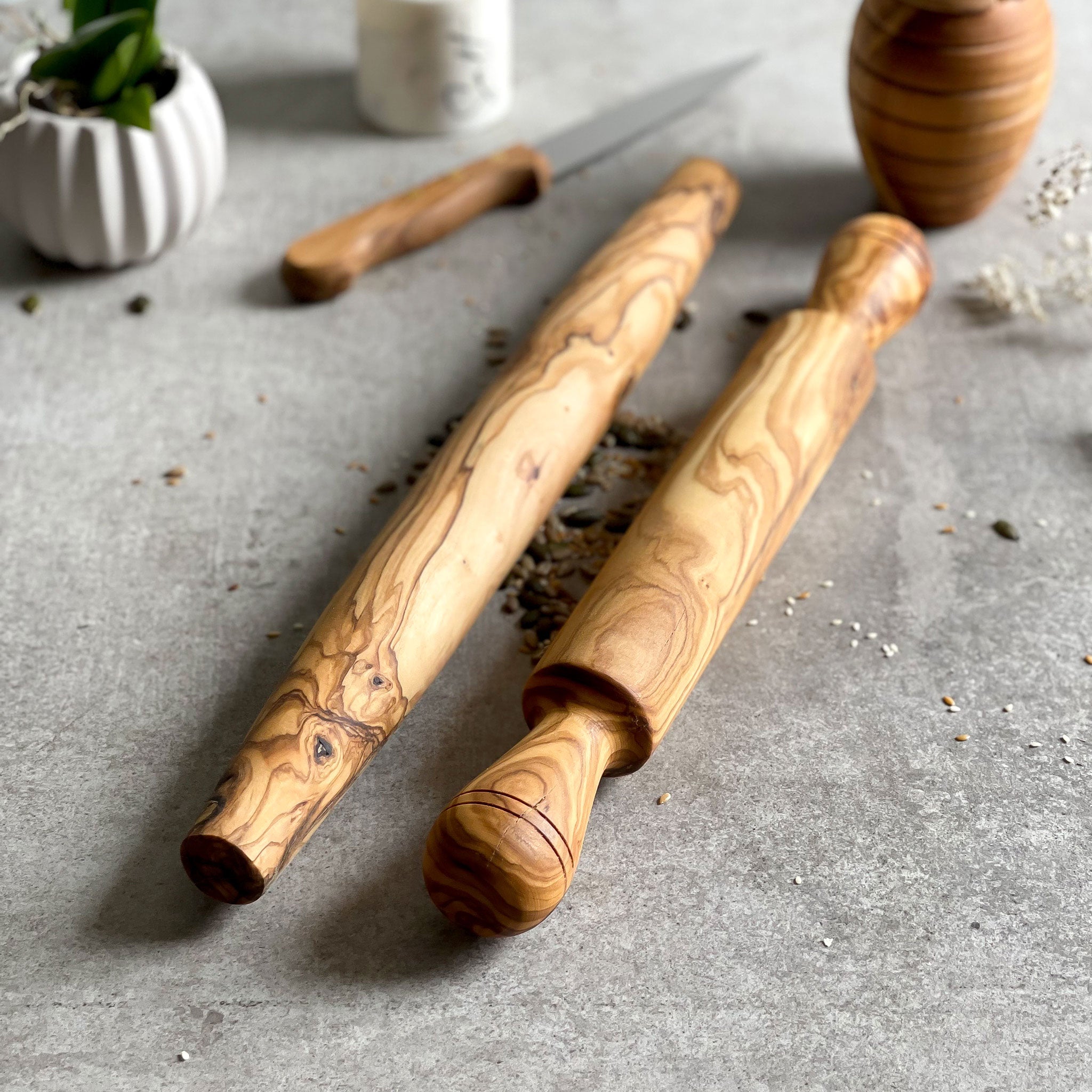 Unique French/Traditional Olive Wood Rolling Pin | Sustainable ...